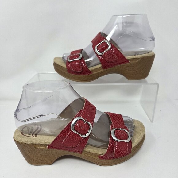 Dansko | Shoes | Dansko Sophie Sandal Red Textured Two Strap Clog ...